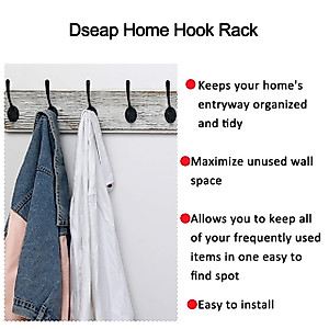 Dseap Coat Rack Wall: Patented, Heavy-Duty, 5-Double-Hooks Wooden Wall Mounted Coat Rack Coat Hanger Hook Rail for Winter Coats Hat Jacket Clothing, White & Black