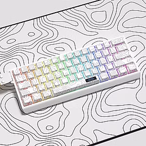 dagaladoo White Topographic keycaps Double Shot PBT keycaps Shine Through Keyboard Keys Side Printed Key caps Cherry Profile Custom keycap Set for100%, 75%, 65%, 60% US Layout Mechanical Keyboard