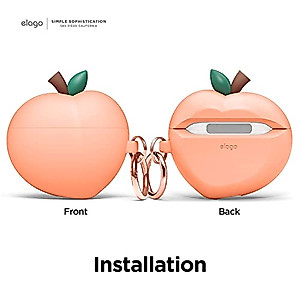 elago Peach Case Compatible with AirPods 3 Case Cover, Cute 3D Design Case Compatible with AirPods 3rd Generation Case 2021, Protective Silicone Case with Keychain, Wireless Charging, Girly Anime Case