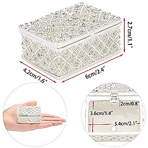 ELLDOO Crystal Jewelry Trinket Box Rectangle Small Box Earring Ring Case Necklace Organzier Storage Box Wedding Brithday Gift