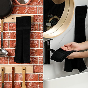 Moukeren 3 Pcs Football Field Towel Closed Loop Football Accessories Cotton Football Towel Sports Towel Sweat Towel with Hook and Loop Fastener for Football, Golf, Gym (Black)