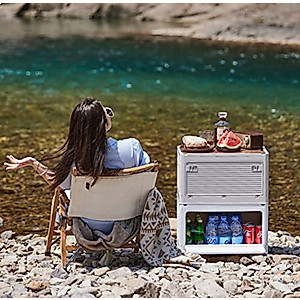 Radefasun Foldable Storage Bins with Wood Lids Plastic Collapsible Storage Box with Cutting Board Portable Stackable Grocery Container Folding Latching Storage Crate with Removable Pulley (S, White)