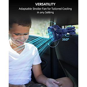 FrSara Portable Baby Stroller Fan, Stroller Fan Clip On for Baby, Safe and Quiet, 4000mAh, Baby Fan for Stroller and Car Seat, 3-Speed Adjustable, Suitable for Desks,travel,Bicycles,Camping Dark Pink