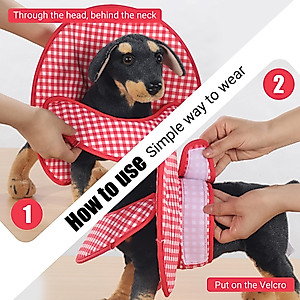 ROYALAY Adjustable Dog Cones for M S Dogs, Soft Cone Collar Recovery Collars to Prevent Pets from Touching Wounds, Unique Chest Fixation, Unbound Neck, Not Block Vision Comfortable for Dogs,S,Red