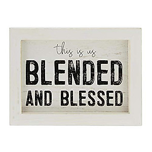 'This is Us Blended and Blessed' White Wood Sign for Blended Families Step Family Decor Mother's Day Gift for Mom Stepmom Present