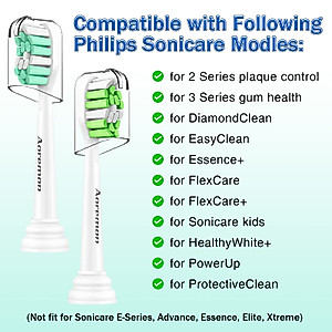 Aoremon Replacement Heads for Sonicare Philips Toothbrush: Compatible with Sonicare DiamondClean HX6063/65, 2 Series Hx9023/65 and Other Click on Electric Toothbrush