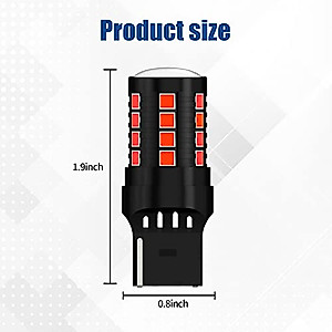 Yonput Pack-2 LED Bulb Reverse Light, Upgraded 7443 LED Bulbs for Reverse Lights, LED Lamps Replacement for Backup, Super Bright Light Fits for Car, Car Brake Turn Signal Lights (Red)