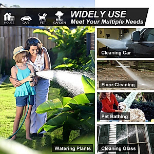 Garden Hose Nozzles 9 Adjustable Patterns Hose Spray Nozzle Heavy Duty Metal Hose Nozzle Spray Gun Slip Resistant Water Sprayer for Cleaning/Watering Lawn Garden/Pets Shower/Car Washing