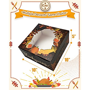 qiqee Thanksgiving Brown Pumpkin Cake Boxes 10x10x5 inch Bakery Box with Window 12packs Pastry Box For Thanksgiving