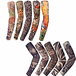 Satisfounder 10 PCS Arts Temporary Tattoo Arm Sunscreen Sleeves Fake Tattoo Cover Up Sleeves