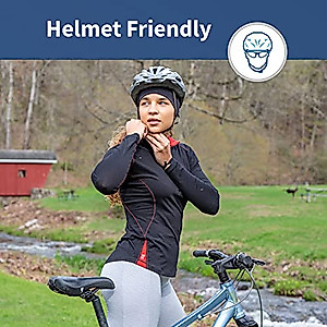 TrailHeads Womens Ponytail Headband - Reflective, Moisture Wicking Hair Headband for Running, Winter - Adrenaline Series - Black/Heather Navy Reflective - 2 Pack