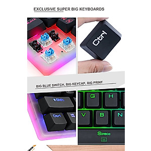 Redragon K605 Alien Giant Mechanical Gaming Keyboard, Super Big 61 Keys & Outemu Blue Switch, RGB LED Backlit Ergonomic Wired Type-C Full Key Conflict Free Anti-Ghosting NKRO Keyboard