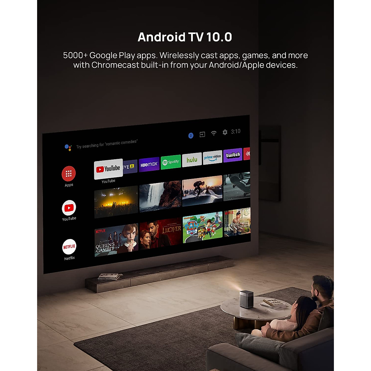 XGIMI Halo+ 1080P Portable Projector, 900 ANSI Lumens with Harman Kardon Speakers, Auto Keystone Correction, Auto Focus, Intelligent Obstacle Avoidance, Intelligent Screen Alignment, Android TV 10.0