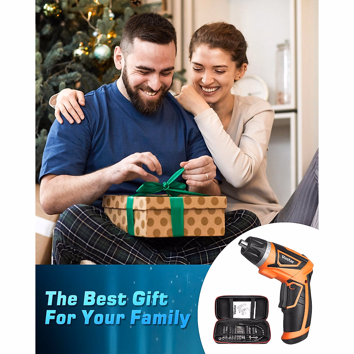 Vastar 8V Cordless Electric Screwdriver, 89Pcs Rechargeable Power Magnetic Screwdriver Kit in Carrying Case, with 10+1 Torque Settings, Dual Position Handle, Battery Indicator, Flexible Shaft, LED