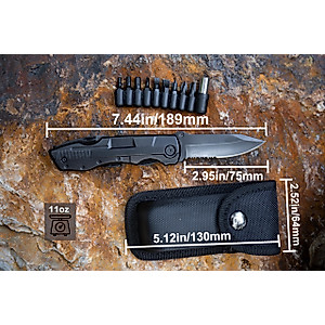WILDWITNESS FD01 Folding Pocket Knife, Multitool, Pliers, Wire Cutter, Bottle Opener, Screwdriver for Camping, Hunting, Fishing, EDC Knife, Tools for Men
