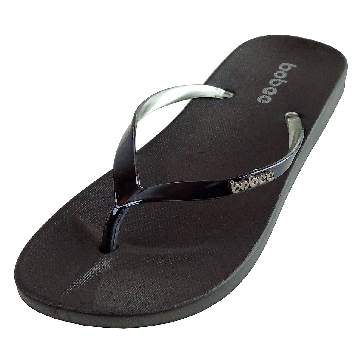 Kuda Moda Bobe Women's Summer Metallic Strap Casual Thongs Flat Flip Flops Sandals Slipper (7-8 B(M) US | Medium, Black)