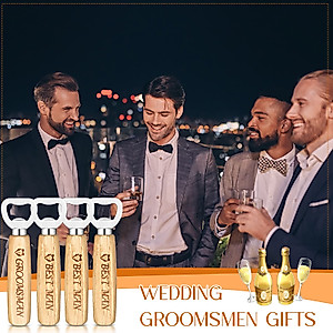 Wooden Bottle Opener Groomsmen Gifts Wood Can Opener Best Man Gift Wedding Favors Proposal Gift Bachelor Party Favors for Kitchen Bar Restaurant Beer (6 Pcs)