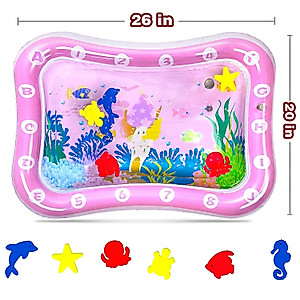 Marysay Tummy Time Mat Pink Infant Toys 3 4 5 6 7 8 9 Months Baby Gift Tummy Time Water Mat Inflatable Baby Play Mat for Newborn Girls