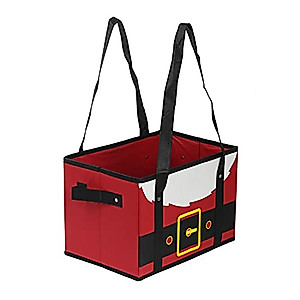 Reusable Grocery Bags Set Shopping Box with Reinforced Bottom Heavy Duty Premium Collapsible Foldable with Long Handles Xmas Chrismas Holiday Design Storage Boxes (Set of 3)