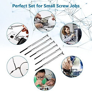 6PCS Mini Screwdriver Set, Precision Small Screwdriver Kit for Jewelry Repair, Watch Repair, Eyeglass Repair. Premium Eyeglass Screwdrivers with 6 Different Size Flathead and Phillips