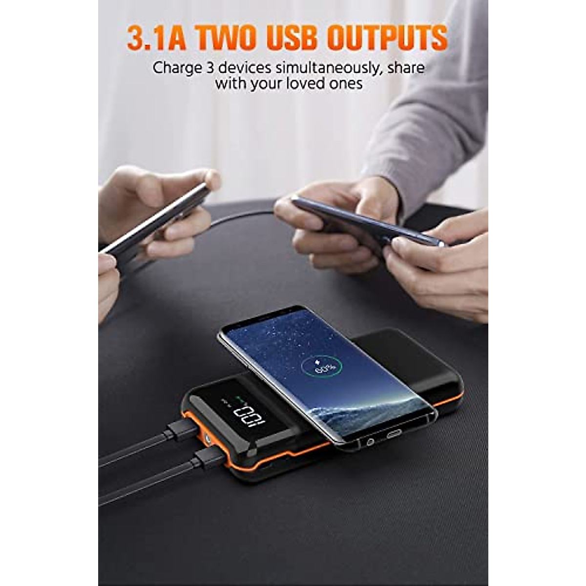 UYAYOHU Portable-Charger-Power-Bank - 40000mAh Power Bank Built in Out/Input Cables 10W Wireless Charger and Flashlight 5V3.1A Quick Charge Compatible with Smart Devices and Cell Phones