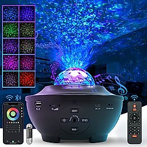 Star Projector, Galaxy Projector for Bedroom, with Bluetooth Speaker, Timer, Remote 3 in 1 Night Light Projector with LED Nebula Cloud/Moving Ocean Wave for Kids Teen Adult Bedroom Decor (Black)