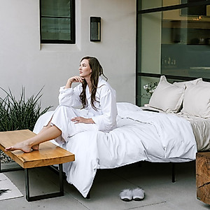 Jennifer Adams 400 Thread Count 3 Piece Cotton Sateen Duvet Cover and Sham Set (Queen/Full, White)