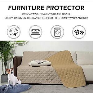 Dog Blankets for Couch Protection Waterproof Dog Bed Covers Pet Blanket Furniture Protector (Beige+Sand, 82"x120")