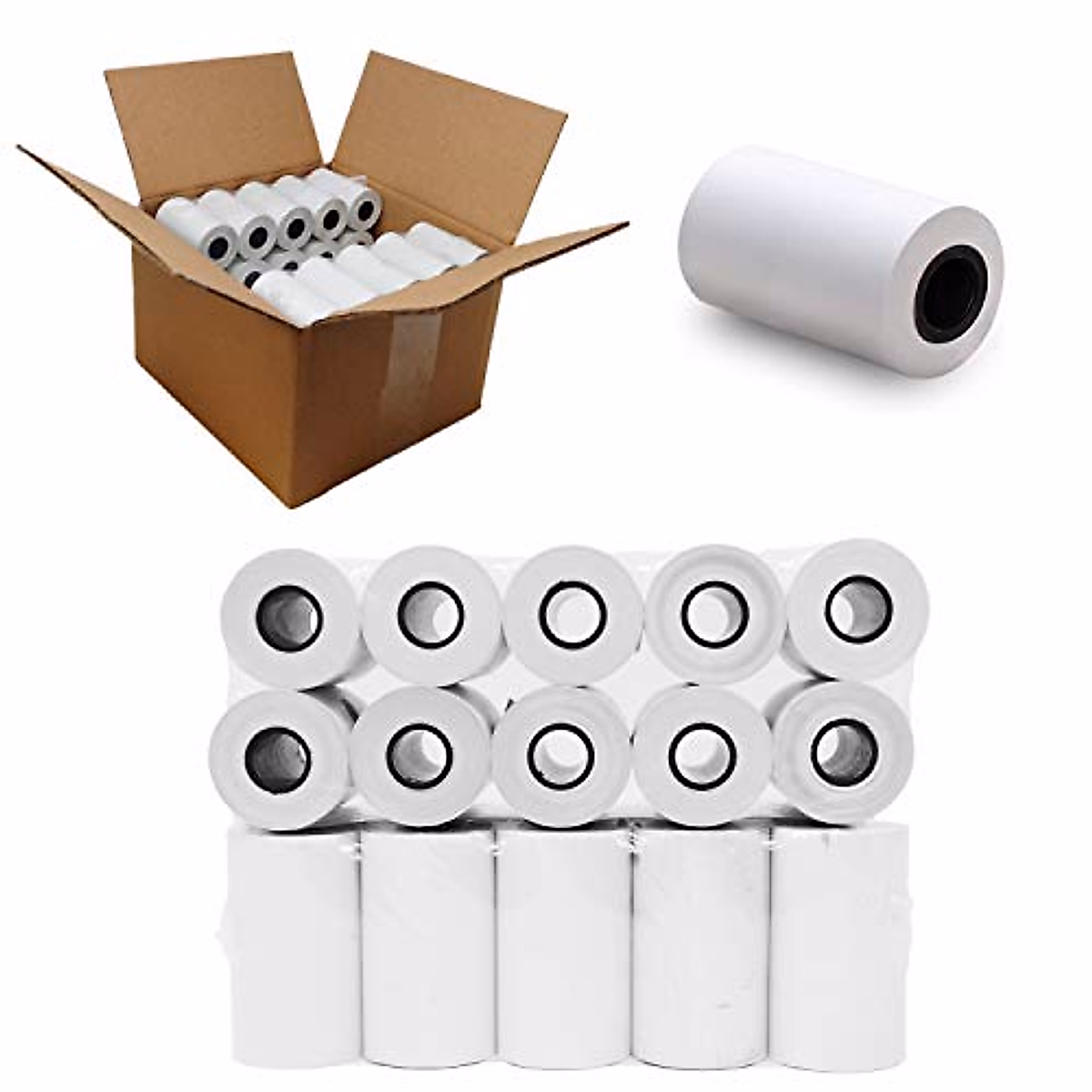 (50 GSM) 2-1/4" X 75 Thermal Paper 50 Rolls Vx520 ICT220 ICT250 FD400 First Data FD130 FD50 FD400 FD55 FD100Ti Tranz 420, Verifone Vx510, Vx510LE, Vx570 ZQ520/QL420/RW420 Mobile Printer Thermal