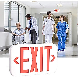 Red Exit Sign with 90 Minutes Battery Backup, Double-Sided Red Fire Safety Emergency Exit Sign Lights, ABS Fire Resistance (UL-Certified 120-277V) (2pack)