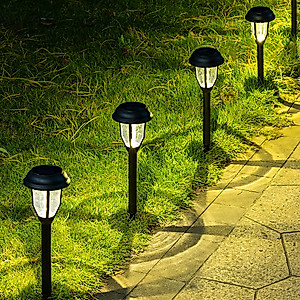 GIGALUMI Solar Powered Outdoor Lights, 8 Pack Solar Lights Outdoor Waterproof, Solar Garden Lights for Patio, Yard, Walkway, Lawn. (Warm White)