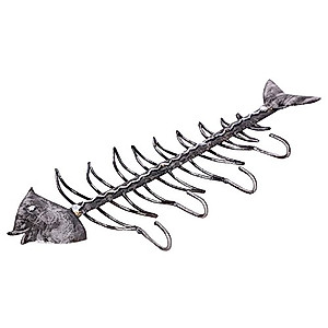 Crafia Unique Fish Skeleton Key Holder for Wall and Towel Hook | Fish Bones Towel Hanger and Hooks | 4 Hooks Key Holder for Wall