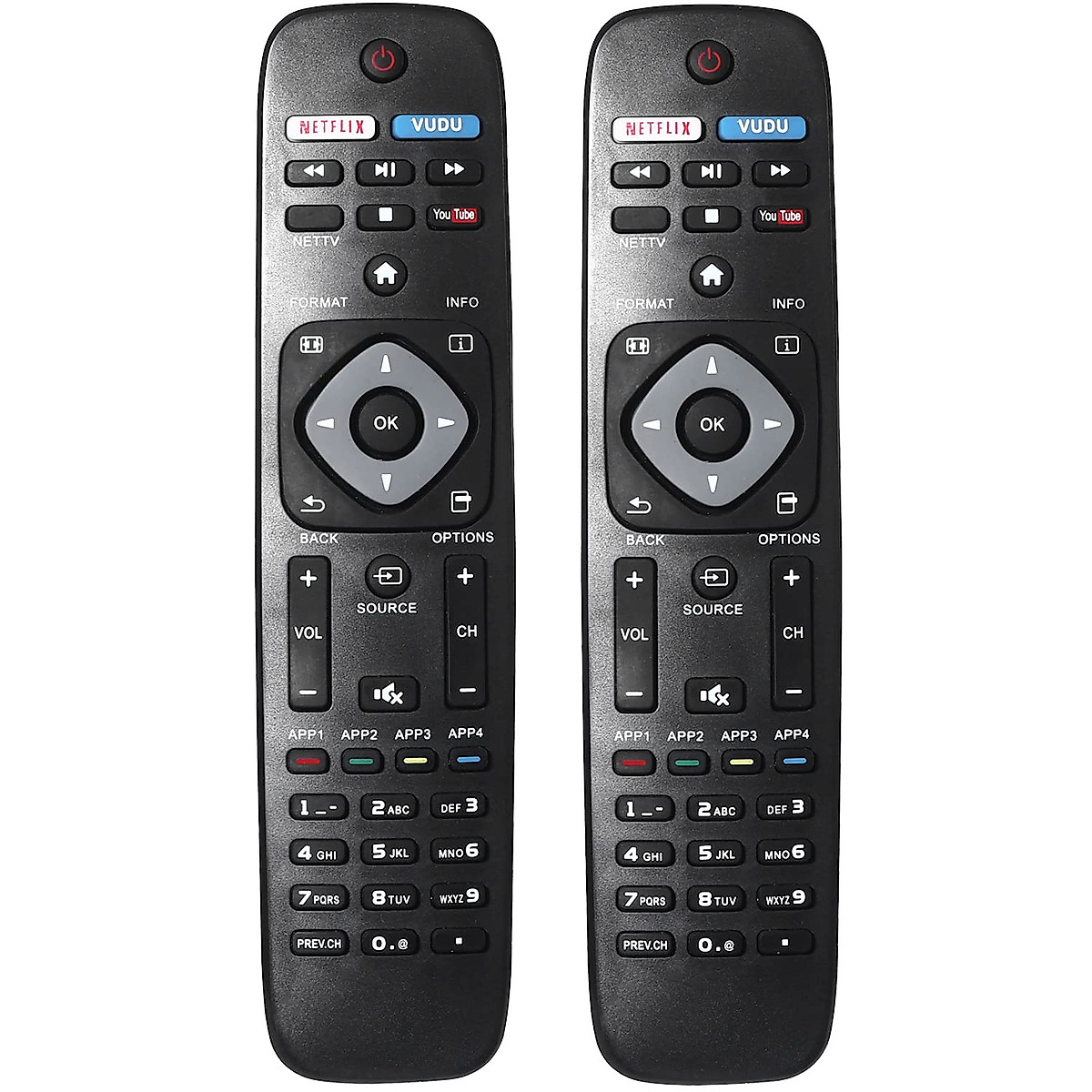 New 2 Packs Universal Remote Control for Philips TV Remote Replacement for LCD LED 4K UHD Smart TV NH500UP