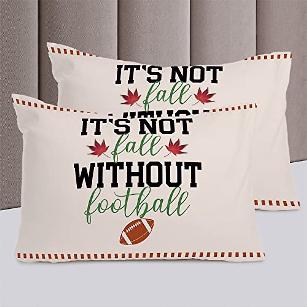 Twin Duvet Cover Set - American Football 4 Pcs Comforter Cover Bedding Sets with Zipper Closure, Fall Red Maple Leaf Red Striped Microfiber Bed Sheet Soft Quilt Cover with 2 Pillow Shams