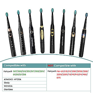 YUNCHI Electric Toothbrush Replacement Heads 5 Pack Compatible with Fairywill FW-507/508/551/917/959, for FW-D1/FW-D3/FW-D7/FW-D8, for Fairywill Toothbrush Refills - Black