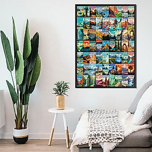 National Parks Puzzle for Adults 1000 Pieces, Travel Poster Landscape Puzzle Including Zion Yellowstone Yosemite, Nature Jigsaw Puzzles Scenery Mountain Scene