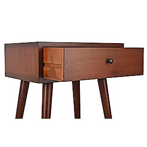 Decor Therapy Mid Century 1-Drawer Wood Side Table, Light Walnut