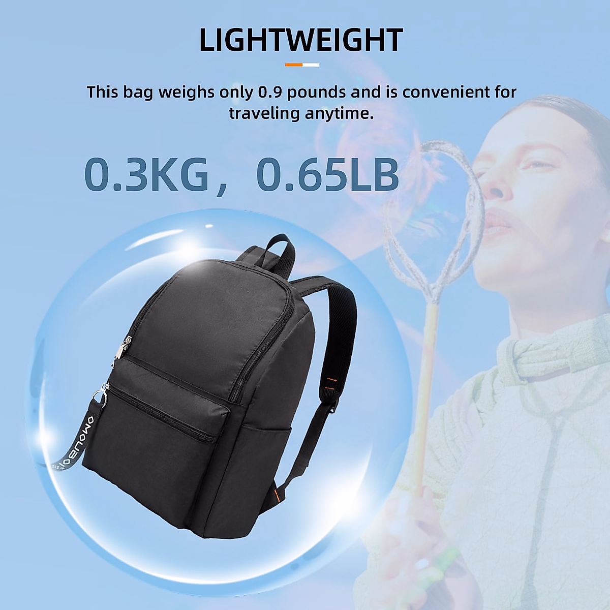 OMOUBOI Laptop Backpack for Women, 14 Inch Waterproof Kids School Bag Travel - Black