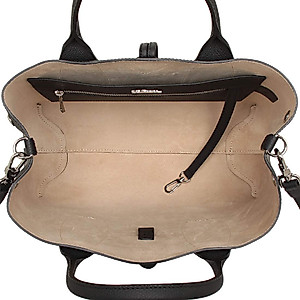 Longchamp 'Roseau' Leather Top handle Shoulder Tote Handbag, Black