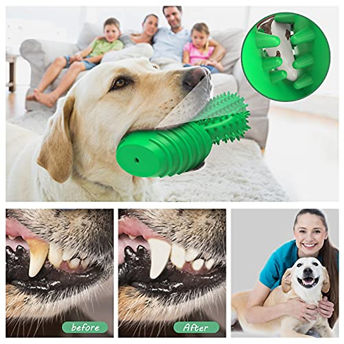 Dog Chew Toys Dog Toothbrush Stick Teeth Cleaning Brush Dental for Medium Large Dog, Puppy Christmas,Easter Birthday Gifts, Outdoor Dog Squeaky Toys for Aggressive Chewers Tough Toys Interactive