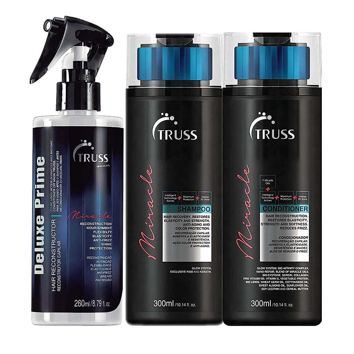TRUSS Deluxe Prime Hair Treatment Bundle with Miracle Shampoo and Conditioner Set and Hair Mask