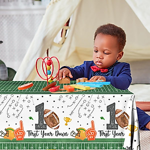 Juweked 3Pcs 1st Birthday Tablecloth Football Tablecloth Plastic First Year Down Table Cloth for First Year Down Birthday Party Football First Birthday Tablecloths Football Party Decorations