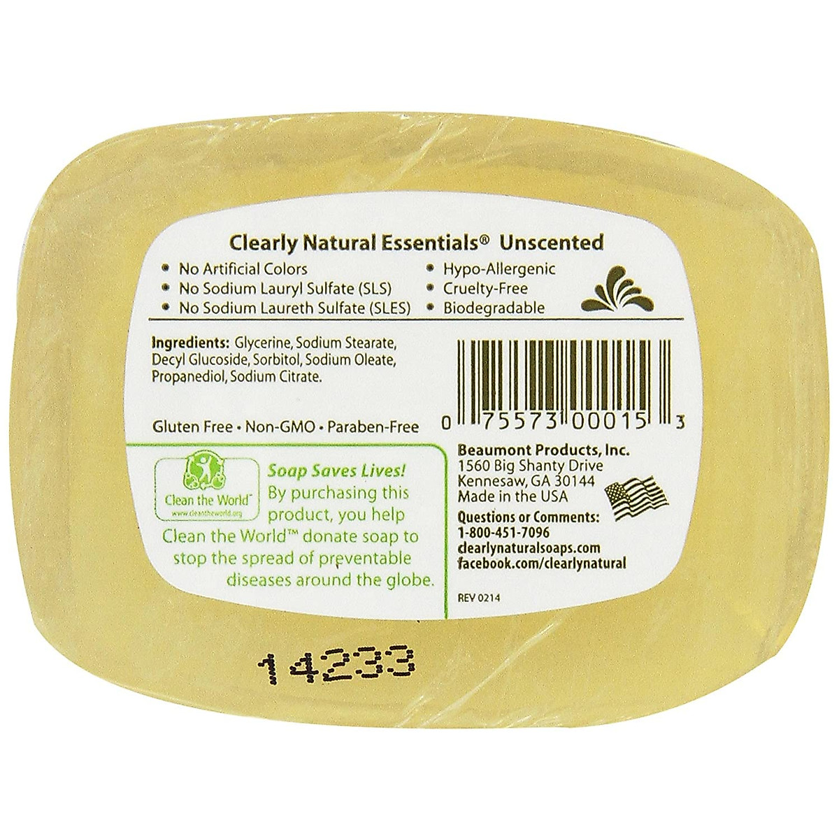 Clearly Natural Glycerin Bar Soap, Unscented,4 Ounce (Pack of 6)