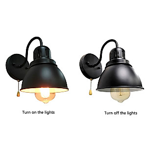 KARAOT Gooseneck Wall Lights E27 Retro Barn Wall Lamp Shade Rustic Loft Wall Sconce Industrial with Pull Cord Switch Fixture Lighting Lamp Shade for Bedroom Cafe Bar Restaurant Office