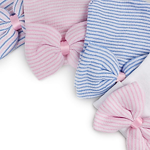 BQUBO Newborn Baby Caps Mittens for Baby Girls Set Hospital Hat Beanie Infant Hats with Bow Baby Scratch Mitten Gloves