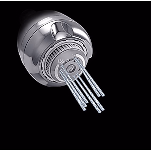 PF WaterWorks SmartFLOW Water Sense Listed Water Saving Efficient Three Spray Pattern Massaging Showerhead - 1.5 GPM; PF0555