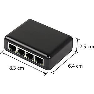 SinLoon RJ45 Network Splitter Adapter Gigabit,1000Mbps Ethernet Cable Splitter, Cat5,Cat6,Cat7,RJ45 Network Extension Connector,Four Devices Share The Internet at The Same Time (Black Gigabit 1 to 4)