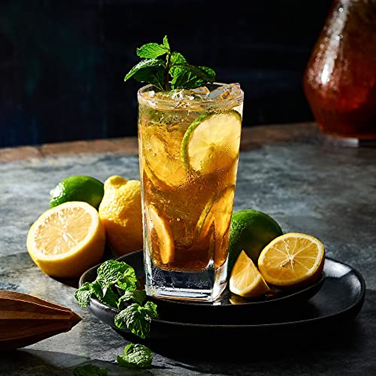 Everyday Drinking Glasses Set of 4 Drinkware Kitchen Collins Glasses for Cocktail, Iced Coffee, Beer, Ice Tea, Wine, Whiskey, Water, 4 Tall Glass Cups, Square Glassware Sets.