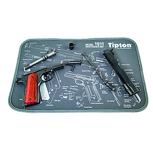 Tipton 1911 Maintenance Mat with Handgun Schematic and Neoprene Construction for Pistol Cleaning