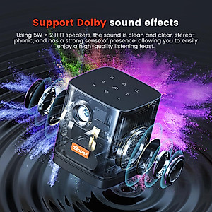 Mini Projector with Android TV,iSinbox DLP Portable Projector,1080P Netflix 3D Support,12000L Projector with Wifi and Bluetooth,Rechargeable Battery,HIFI Speaker,4K Projector for Phone/HDMI/USB